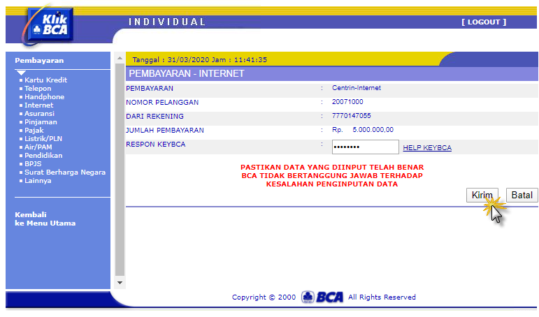 Centrin Online Prima | Payment Method